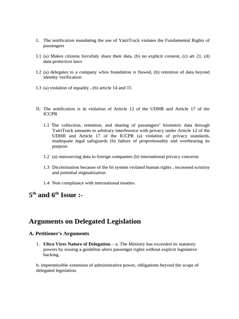Arguments Skeleton | PDF | Privacy | Right To Privacy