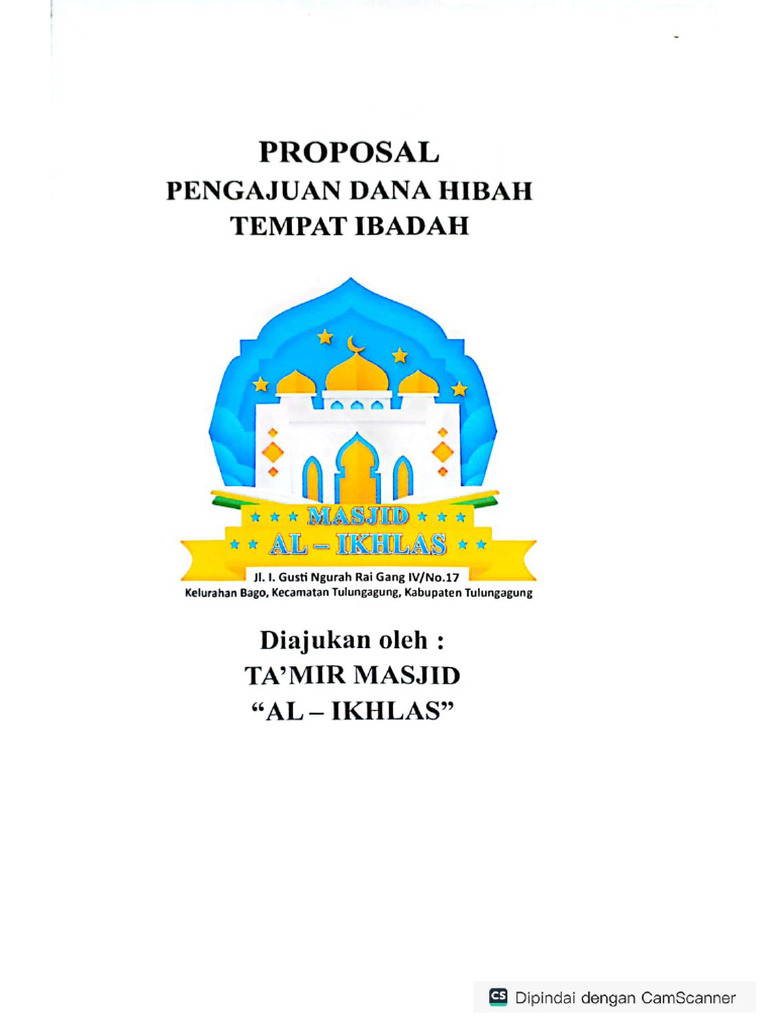 Proposal Hibah Masjid Al - Ikhlas, Bago | PDF