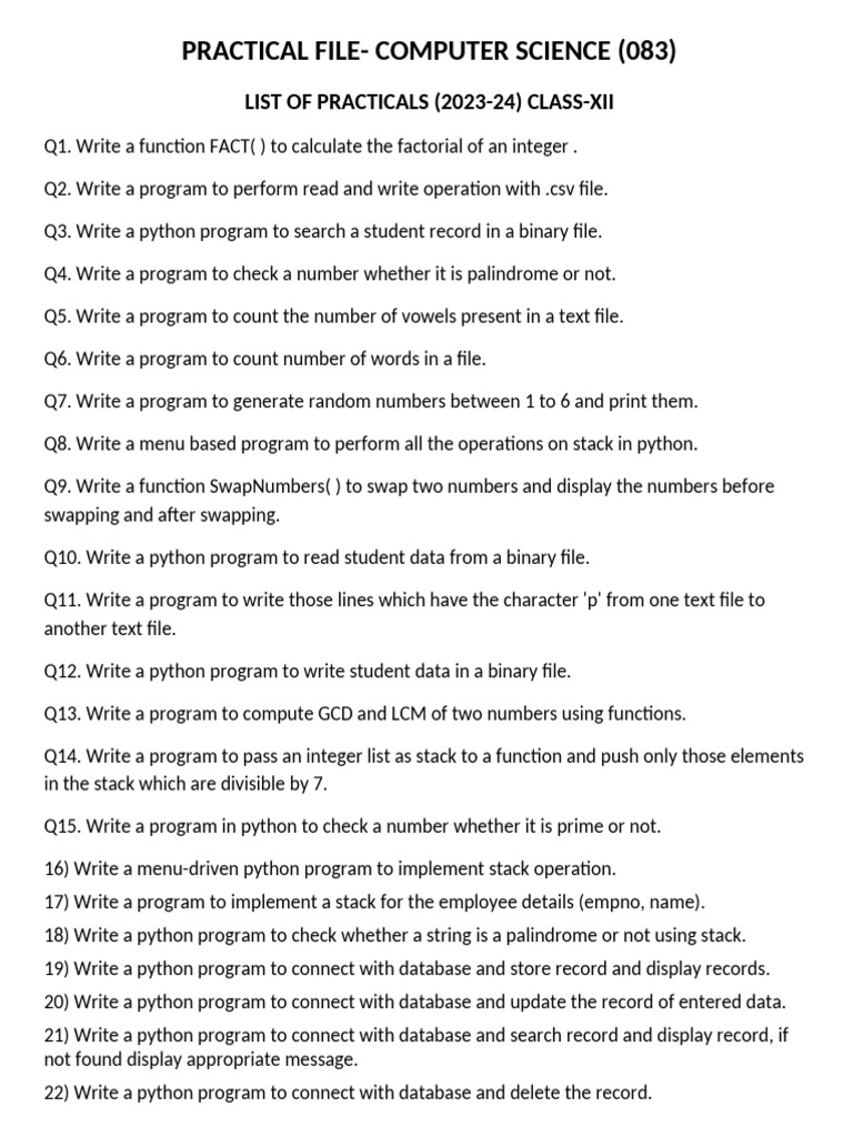 Practical File Questions (1) | PDF | Sql | Table (Database)