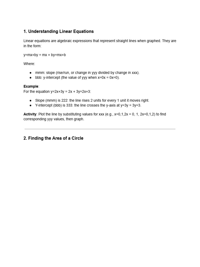 1. Understanding Linear Equations | PDF 1. Understanding Linear Equations | PDF