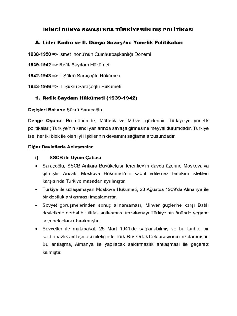 Emirhan Apaydın - II. Dünya Savaşı Yıllarında Türk Dış Politikası | PDF