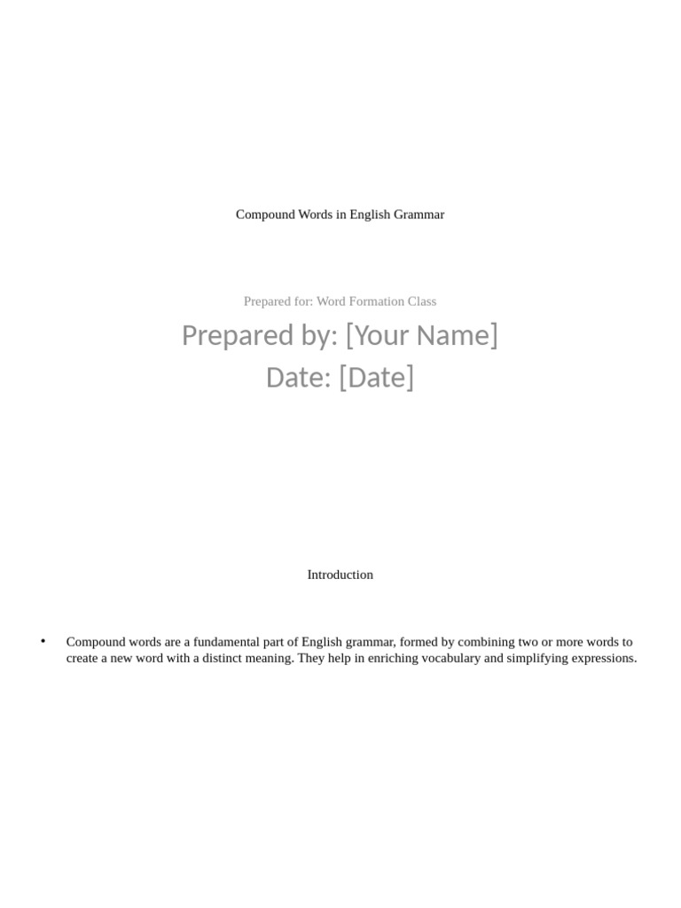 Compound Words Detailed 10 Slides | PDF | Word | English Language
