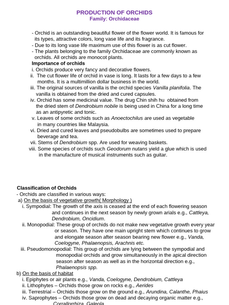 Orchid Production and Classification Guide | PDF | Seed | Plants