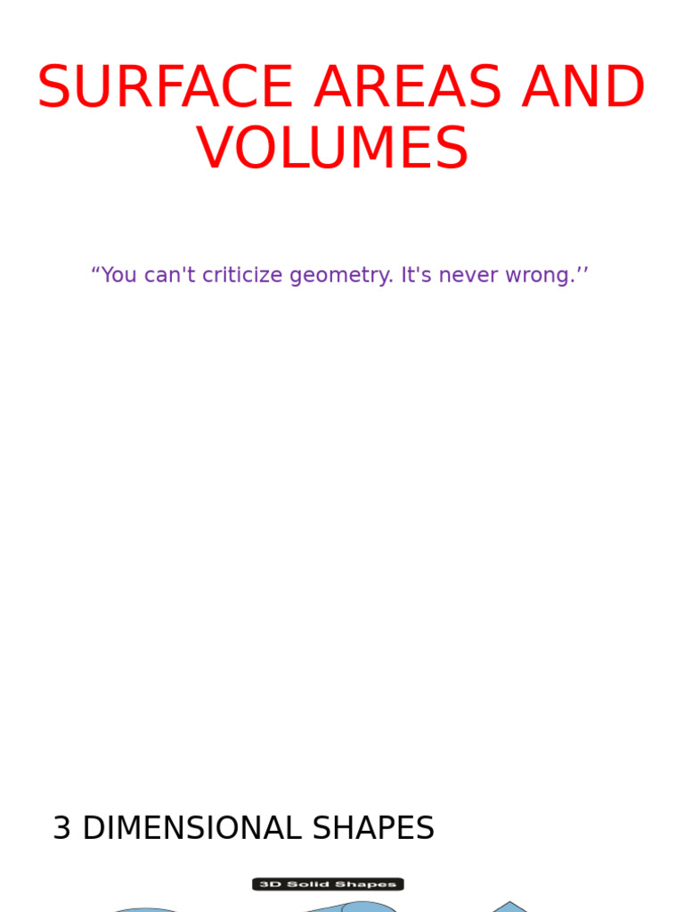 3D Shapes: Surface Area & Volume | PDF