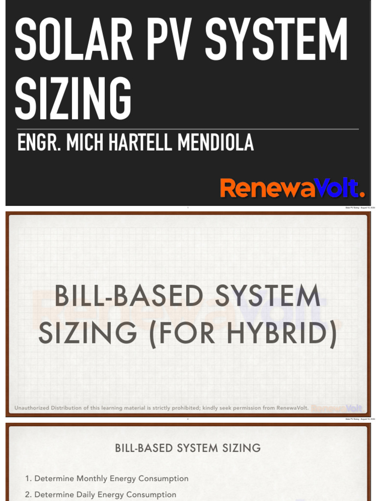 Solar PV Sizing | PDF | Photovoltaic System | Photovoltaics