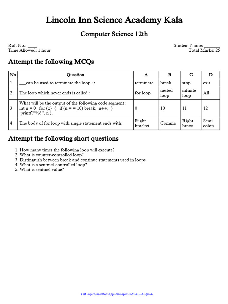 Computer Science 12th 10 12 2024 120034130 Pdf 6366