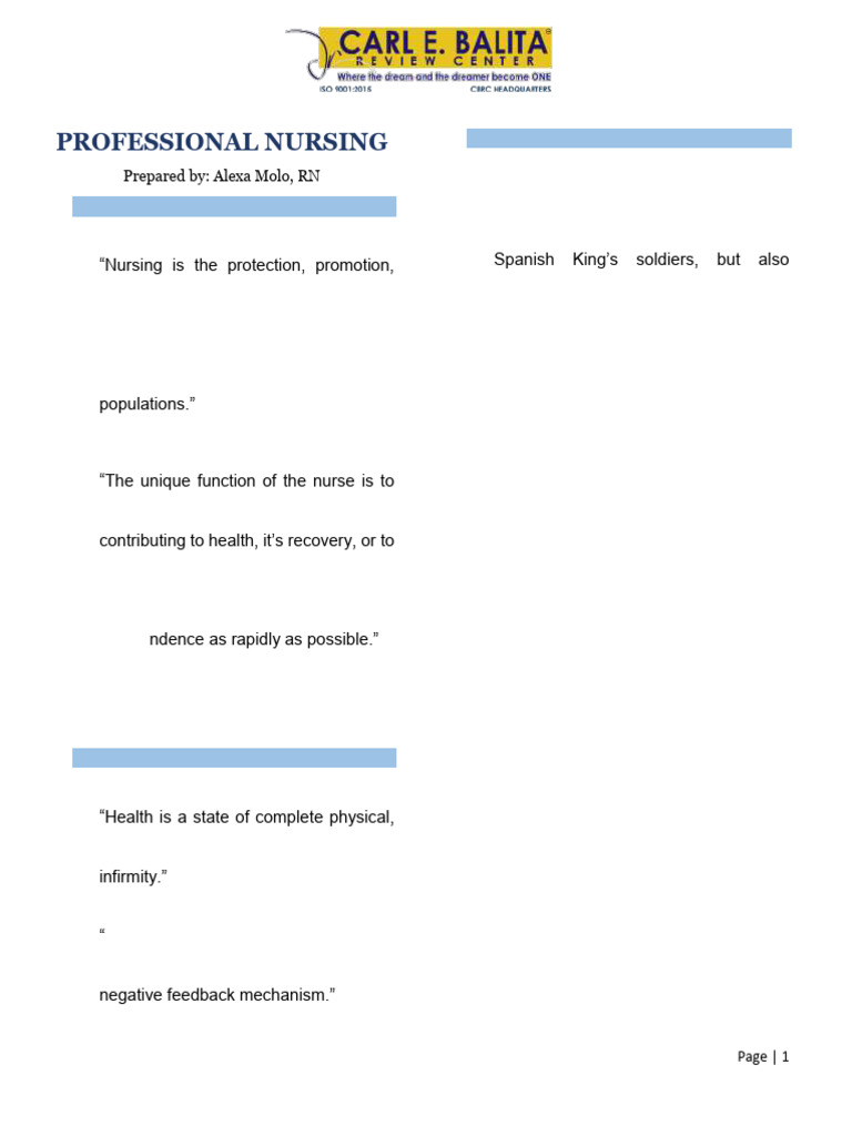 Professional Nursing Handouts | PDF | Nursing | Theory