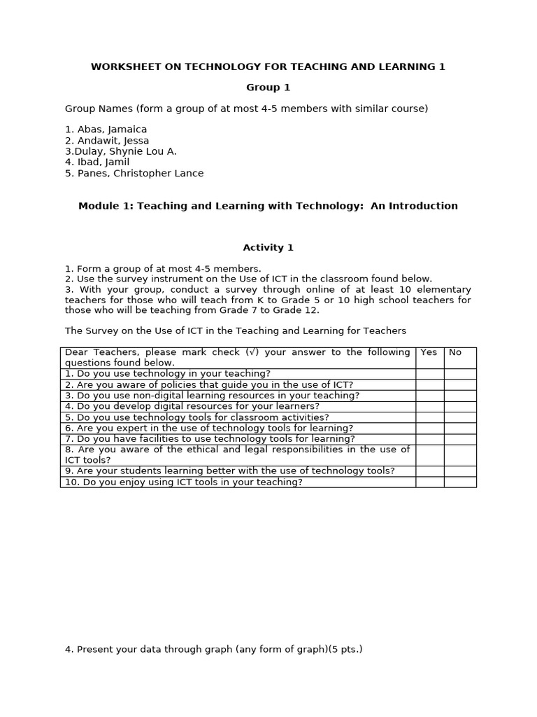 TTL-1 module 1 worksheet - Copy_100238 | PDF | Educational Technology ...