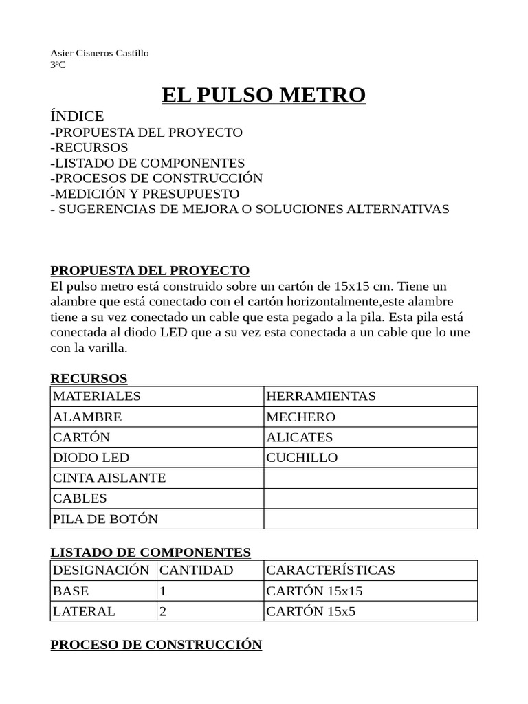 Proyecto de Pulso Metro DIY | PDF