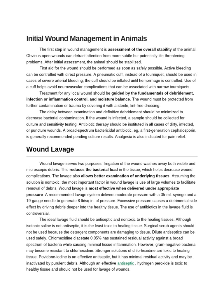 Wound Management in Animals | PDF | Wound | Medical Specialties