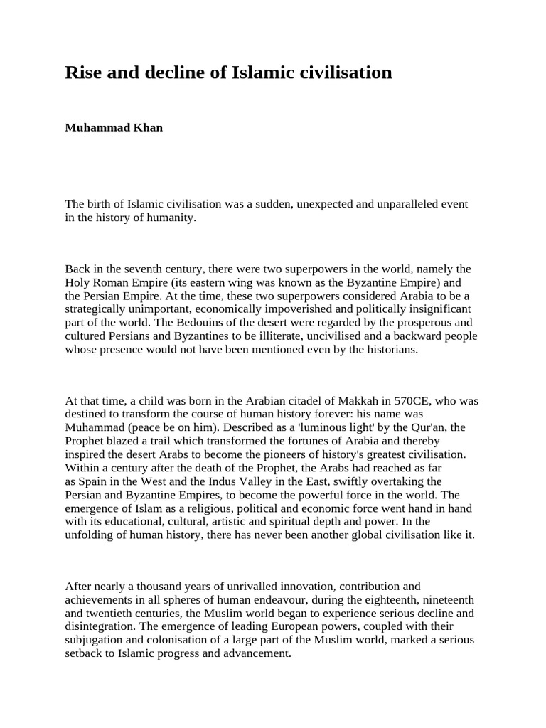 Rise and Decline of Islamic Civilisation | PDF
