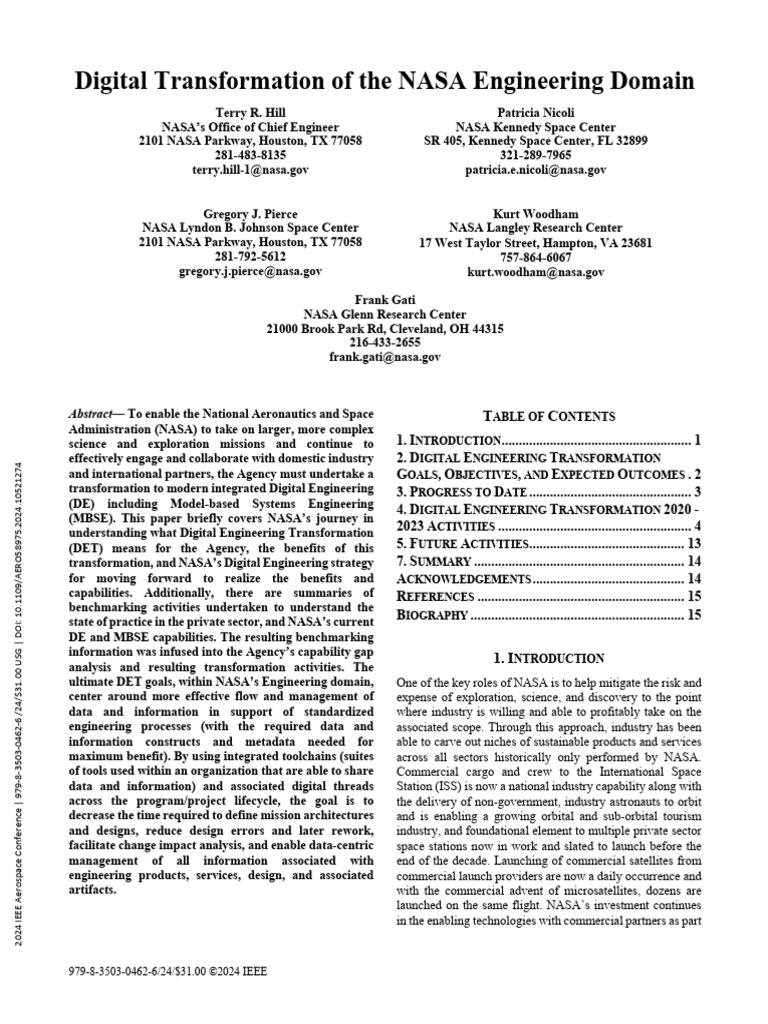 NASA Digital Engineering Transformation | PDF | Nasa | Interoperability