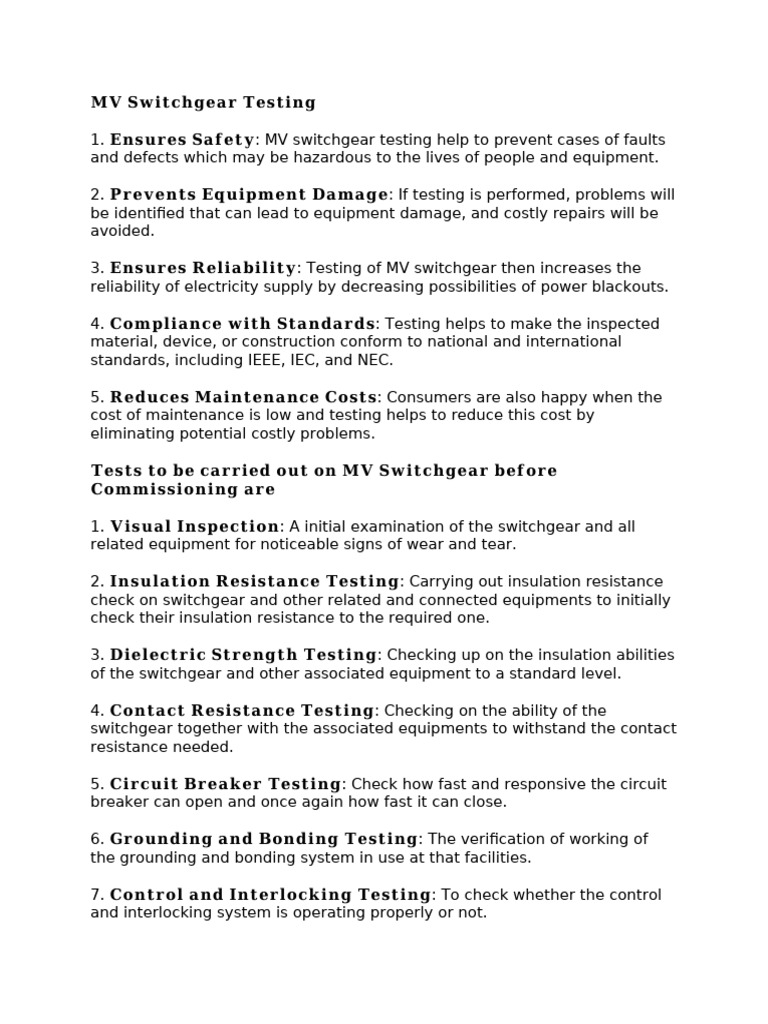 Medium Voltage Switchgear Testing Procedure1 Pdf