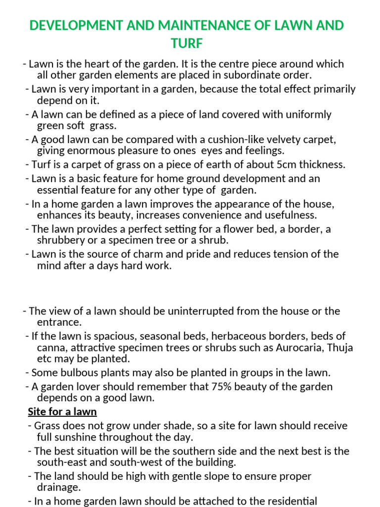 Development Maintance of Lawn Turf. | PDF | Lawn | Manure