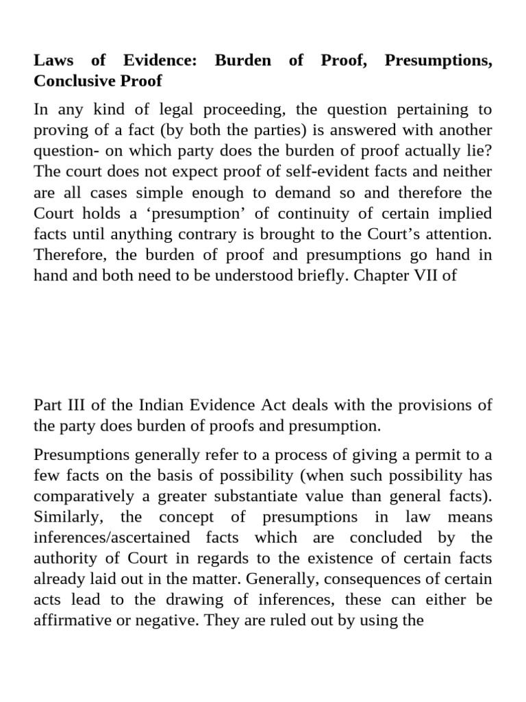 Laws of Evidence | PDF | Burden Of Proof (Law) | Evidence (Law)