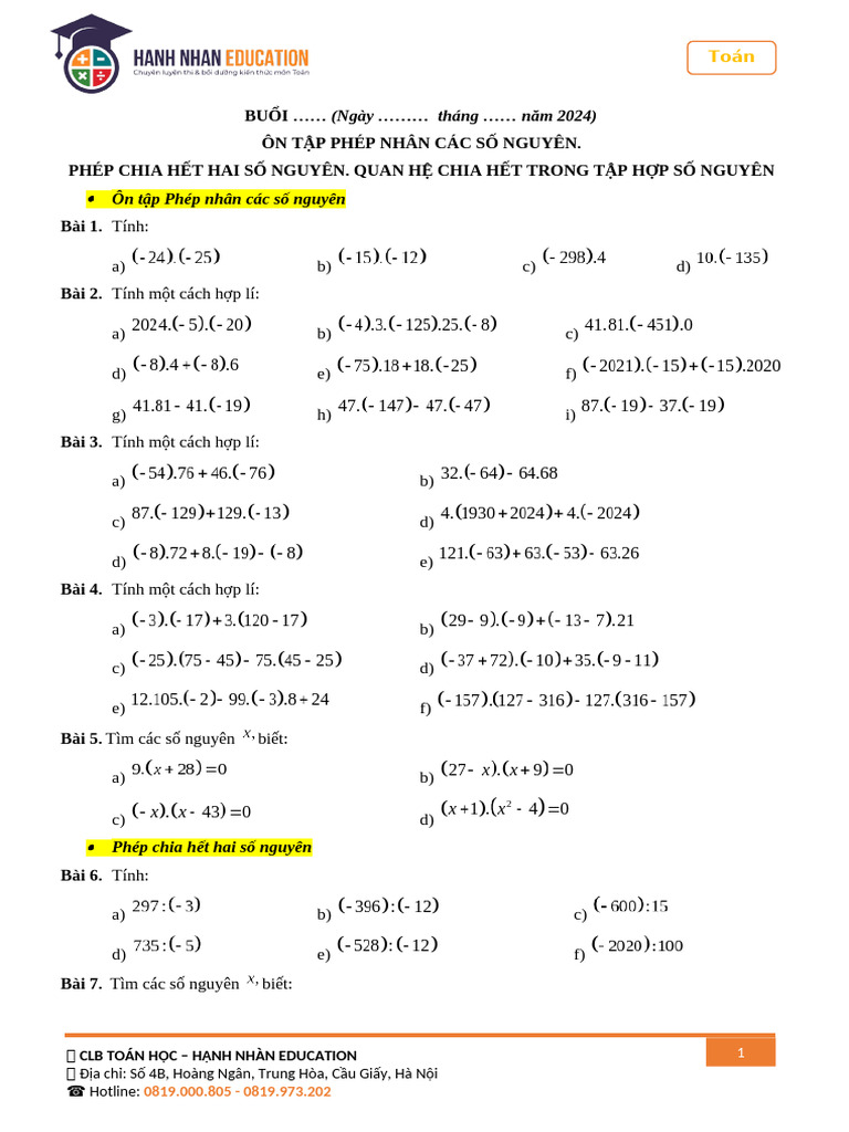 (6a2) - B.10 - Phieu Hoc & BTVN - 07.12.2024 | PDF