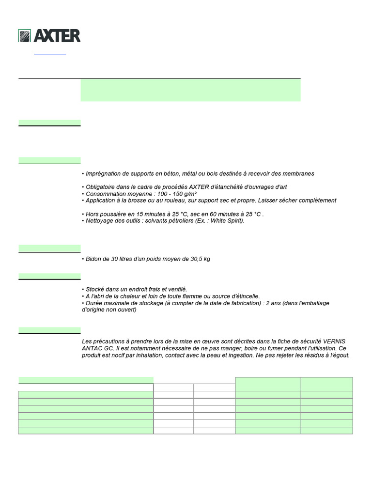Vernis Antac GC : Fiche Technique et Utilisation | PDF | Substances ...