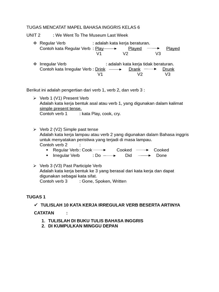 Tugas Mencatat Mapel Bahasa Inggris | PDF