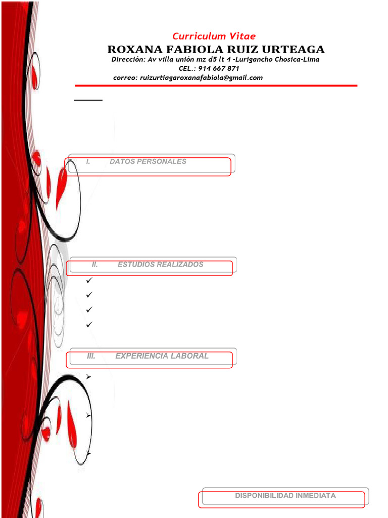 CV de Roxana Ruiz: Experiencia y Habilidades | PDF