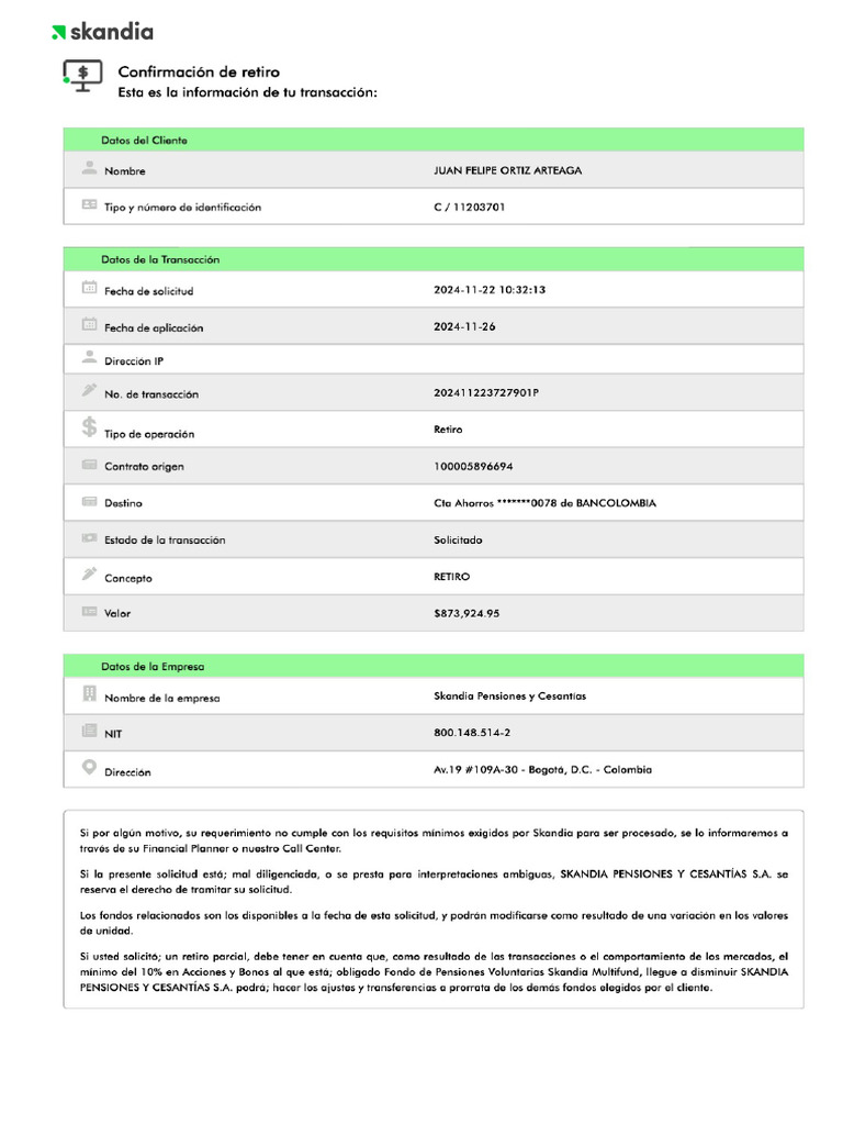 Resumen de retiro | PDF