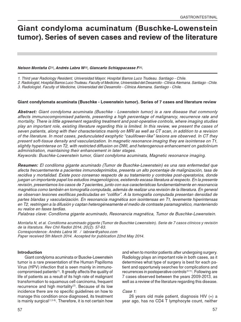 Giant Condyloma | PDF | Magnetic Resonance Imaging | Biopsy