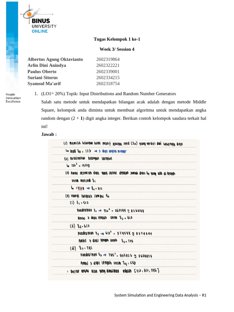 TK1 Kel.1 SystemSimulationAndEngDataAnalysis | PDF