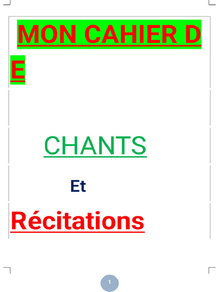 Cahier de Chants Et Récitations (1) - Phoenix | PDF