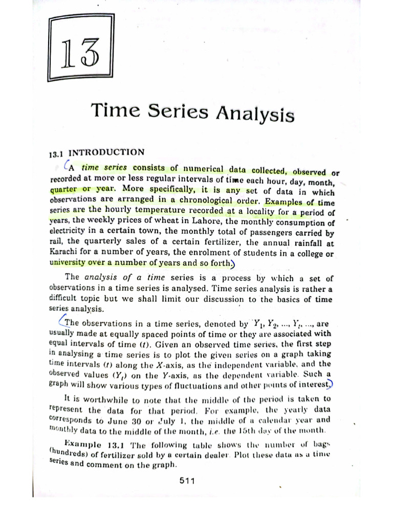 Chapter 13 Time Series Analysis | PDF Chapter 13 Time Series Analysis | PDF