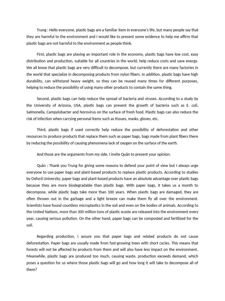 Debating Plastic vs. Paper Bags | PDF | Natural Environment ...