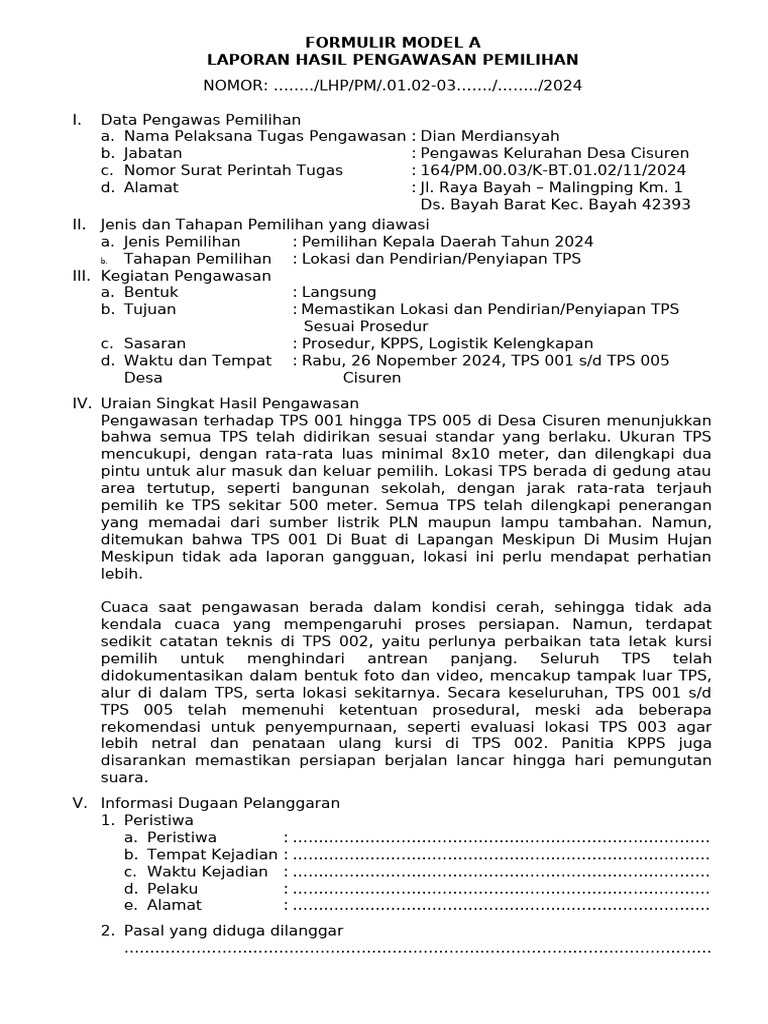 Form A Pembuatan Tps | PDF