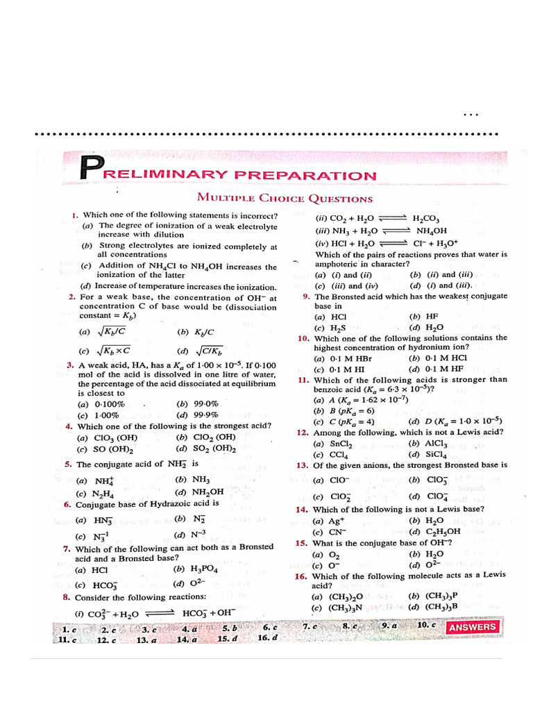 Ionic Equilibrium Questions | PDF