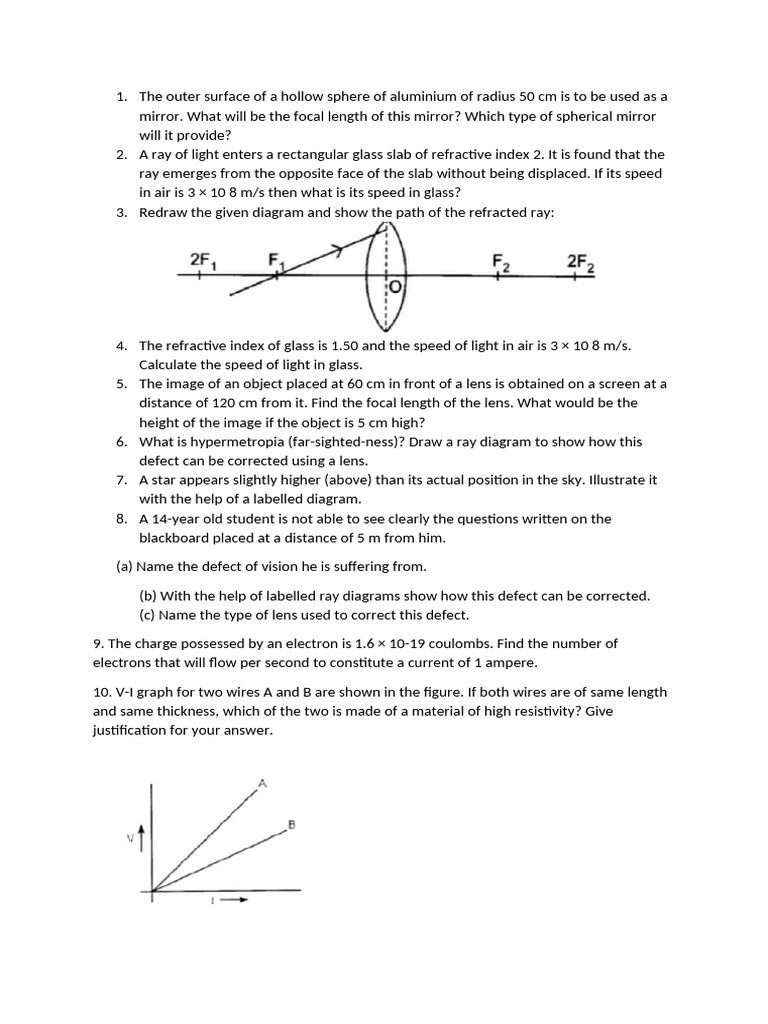 class 10 worksheet | PDF | Electrical Resistance And Conductance ...