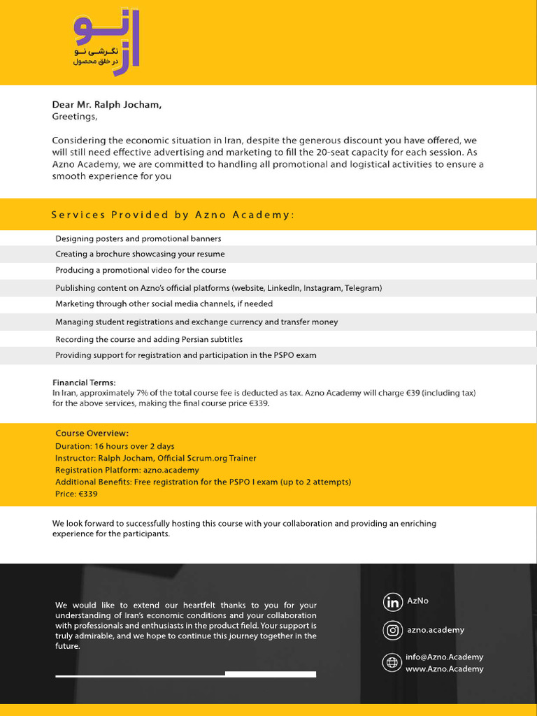PSPO Course by Azno Academy: 16-Hour Training | PDF