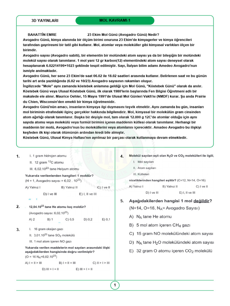 Mol Kavrami 1 | PDF