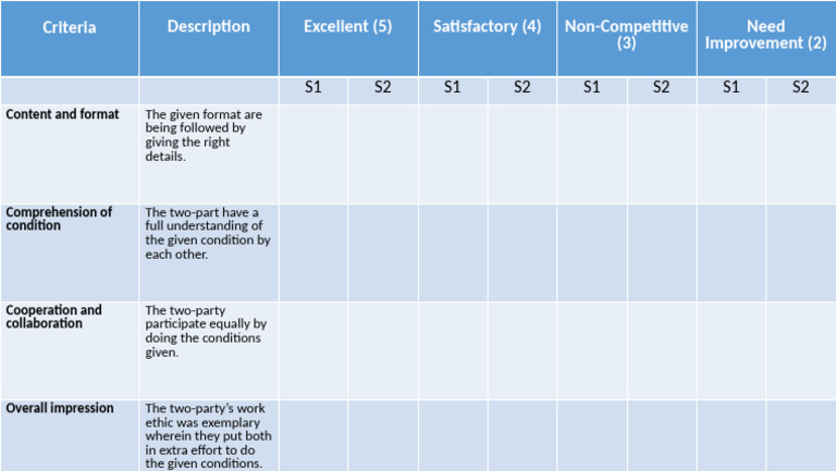 grading sheet | PDF