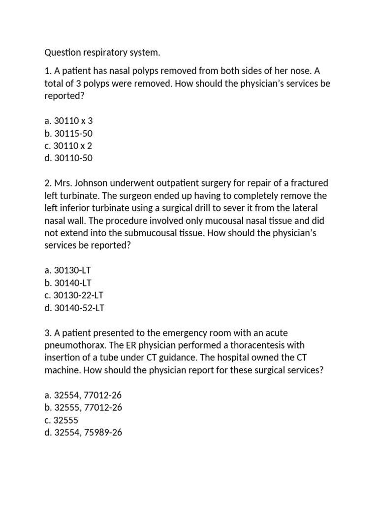 Question Respiratory System | PDF | Clinical Medicine | Medical Specialties