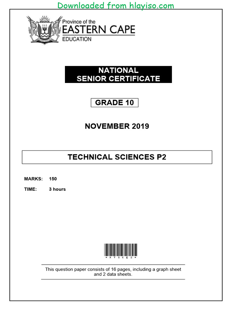 Technical Sciences Grade 10 Exam Paper | PDF | Atoms | Chemical Elements