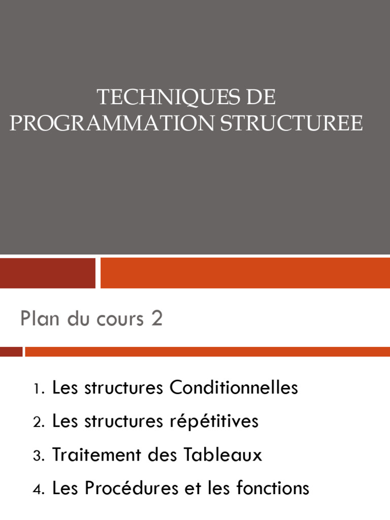 Techniques de Programmation Structurée | PDF | Structure de contrôle ...