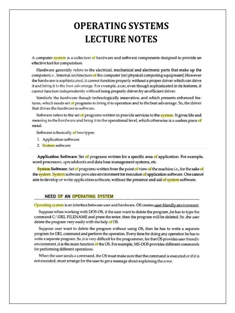 Operating Systems Notes | PDF | Thread (Computing) | Operating System