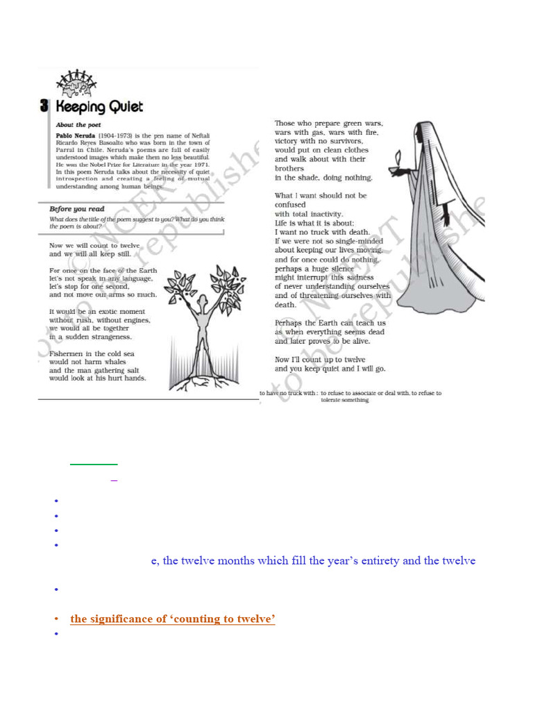 Poem 3 Keeping Quiet Revision | PDF