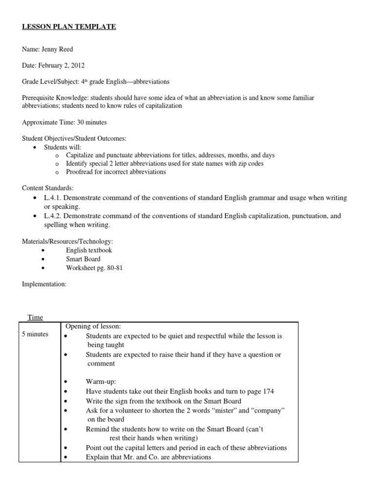 4th Grade Abbreviation Lesson | PDF | English Language | Homework