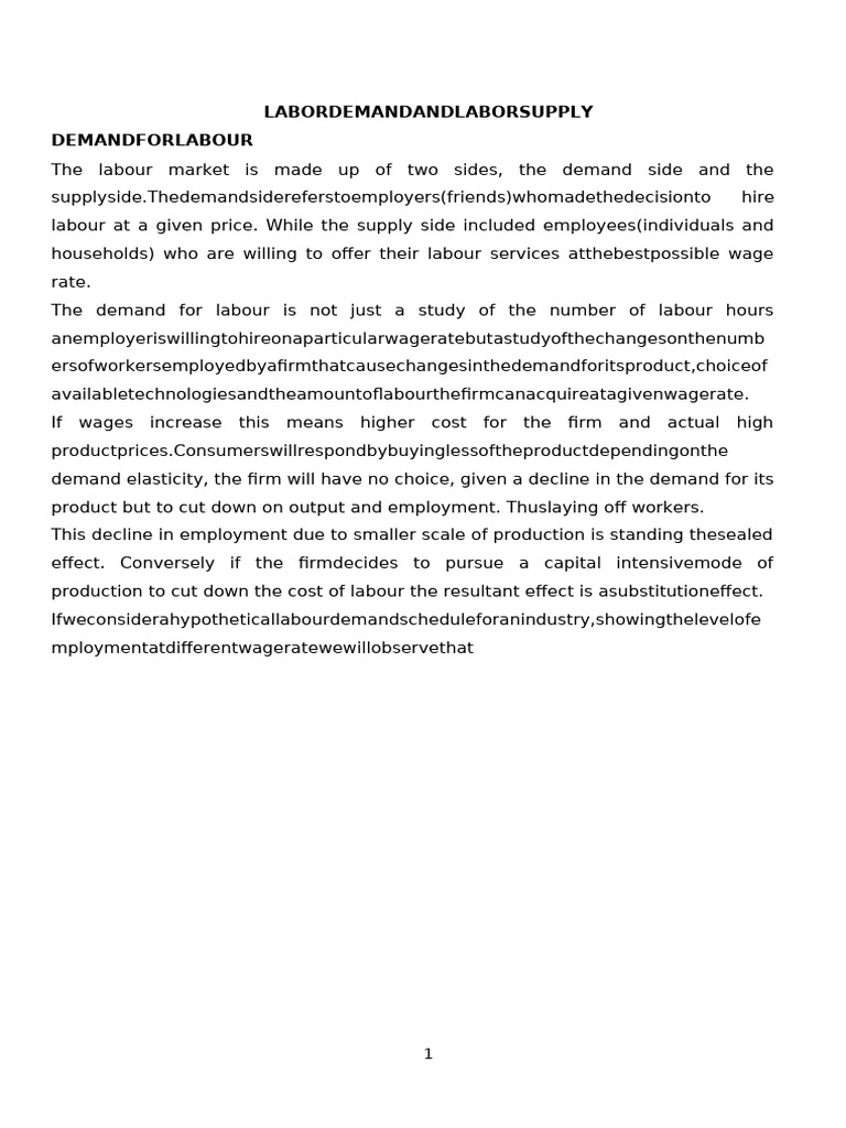 Labor Demand and Labor Supply | PDF | Labour Economics | Elasticity ...