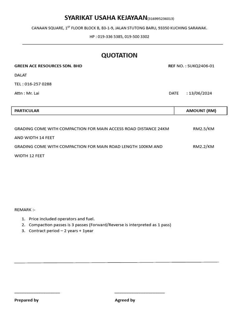GAP Quotation Road Grading | PDF