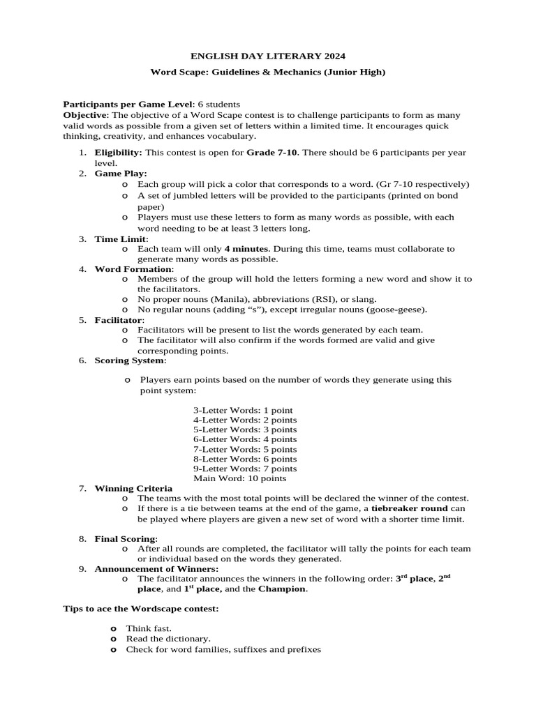 Wordscape (GR 7-10) 2024 | PDF | Word | Linguistic Morphology