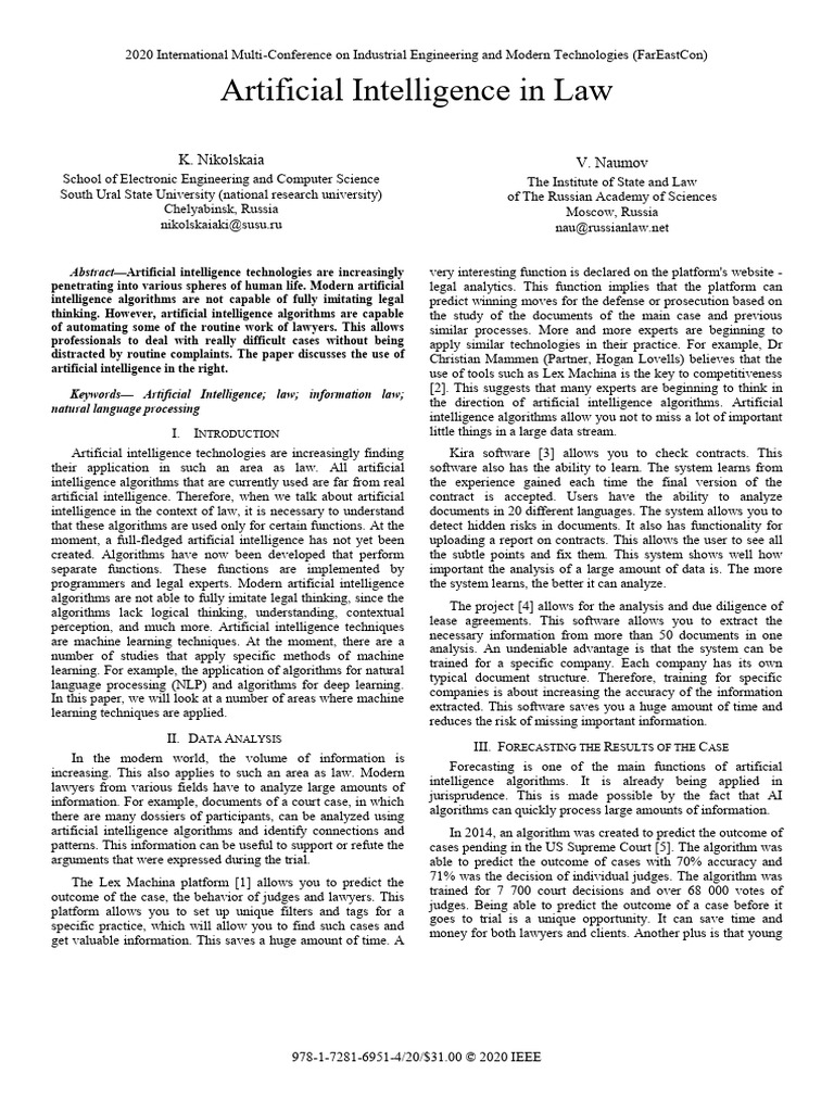 Artificial Intelligence in Law | PDF | Artificial Intelligence ...
