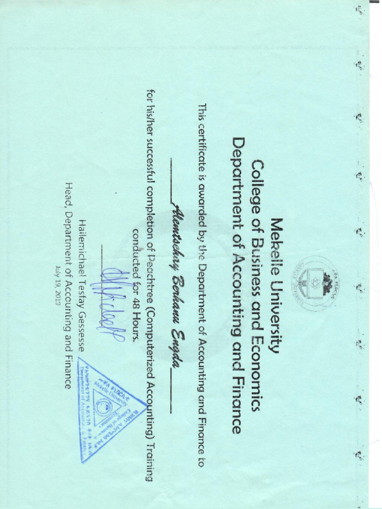 Peachtree Traning Certificate | PDF