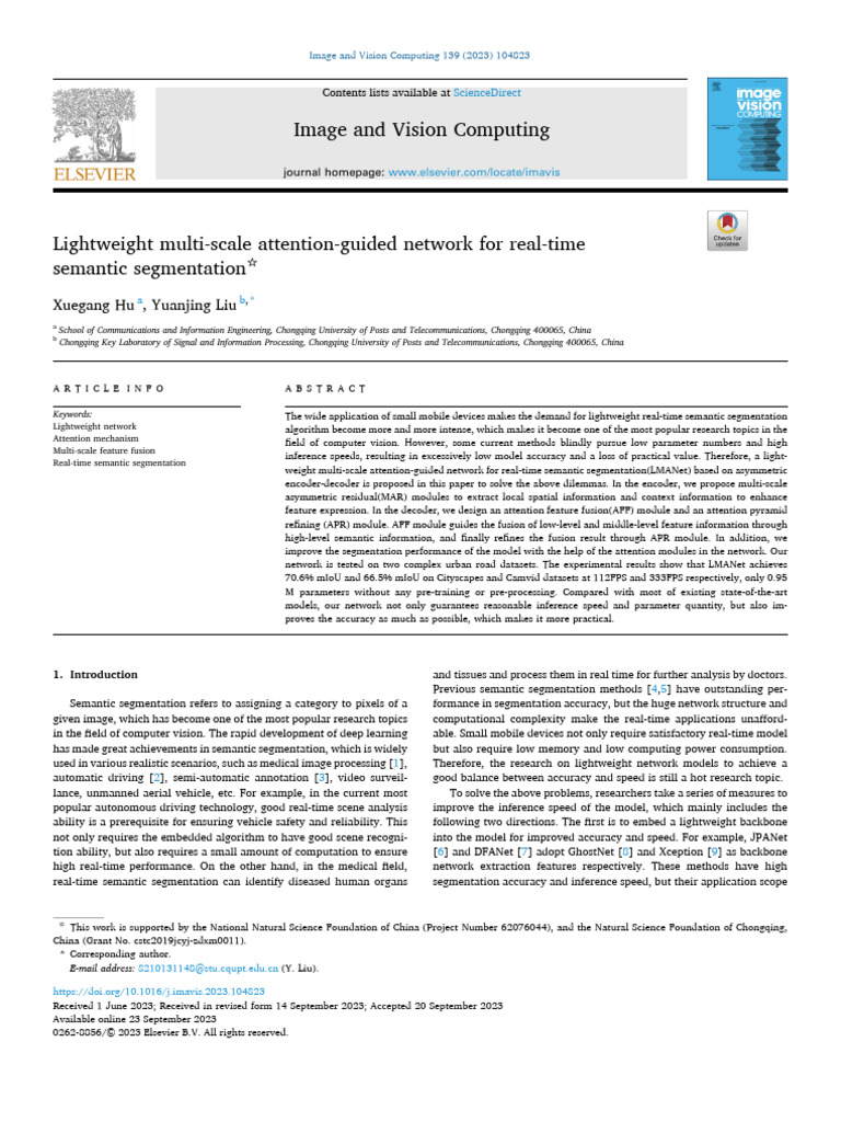 1 s2.0 S026288562300197X Main | PDF | Image Segmentation | Attention