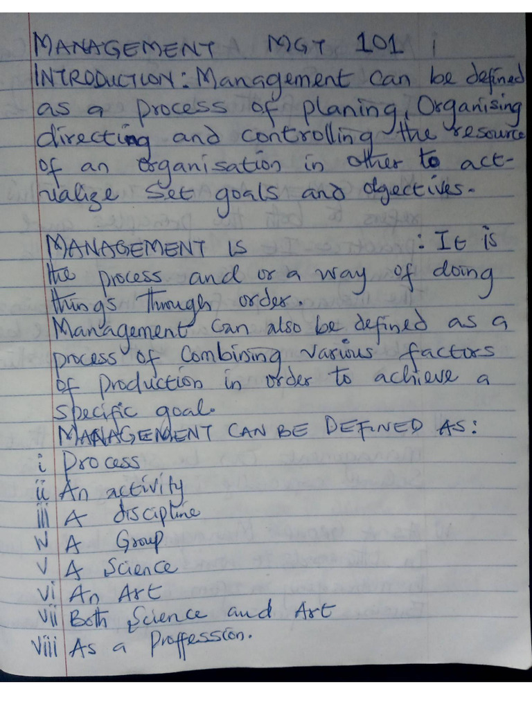 MANAGEMENT (MGT 101) | PDF