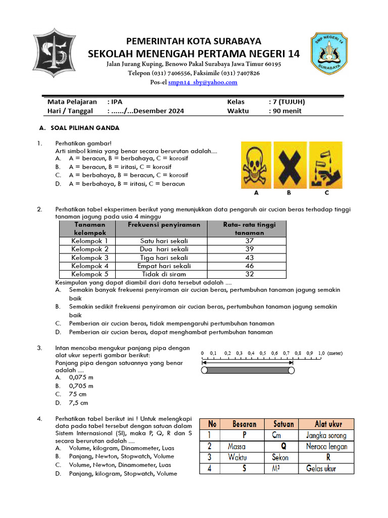 Soal Sas 7 Ganjil 2024-2025 | PDF
