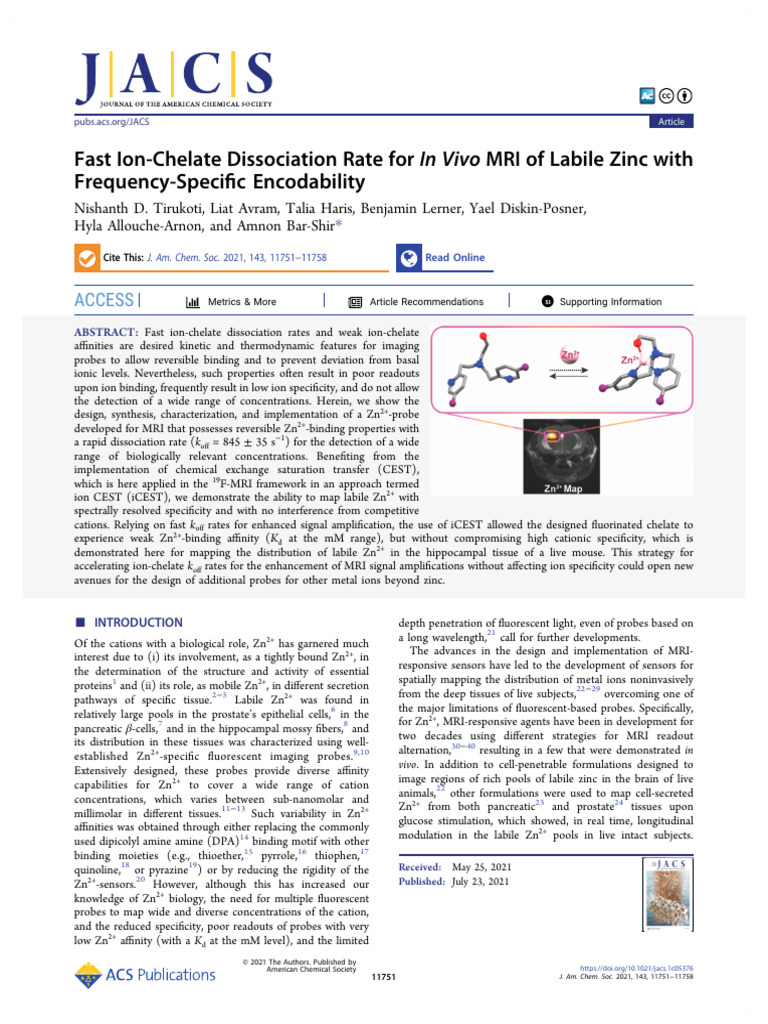 Fast Dissociation Ligand About ZN Metal | PDF | Ligand (Biochemistry ...